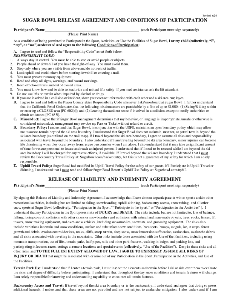 Fillable Online Sugar Bowl Release Agreement Fax Email Print - pdfFiller