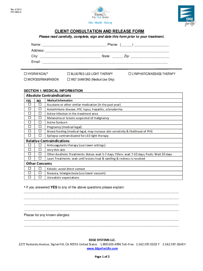 Fillable Online Client Consultation and Release Form Fax Email Print ...