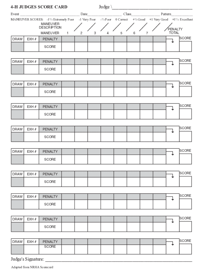 Fillable Online 4-h Reining Judges Score Sheet Fax Email Print - pdfFiller
