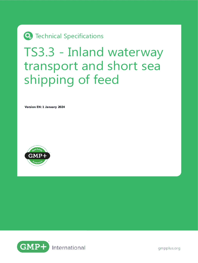 Fillable Online Technical Specifications for Inland Waterway Transport and Short Sea Shipping of ...
