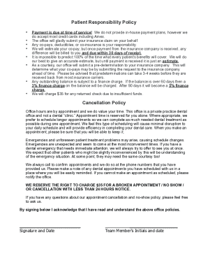 Fillable Online Patient Responsibility and Cancellation Policy Fax ...