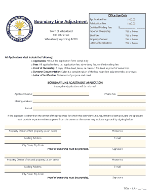 Fillable Online Boundary Line Adjustment - Town of Wheatland Fax Email Print - pdfFiller
