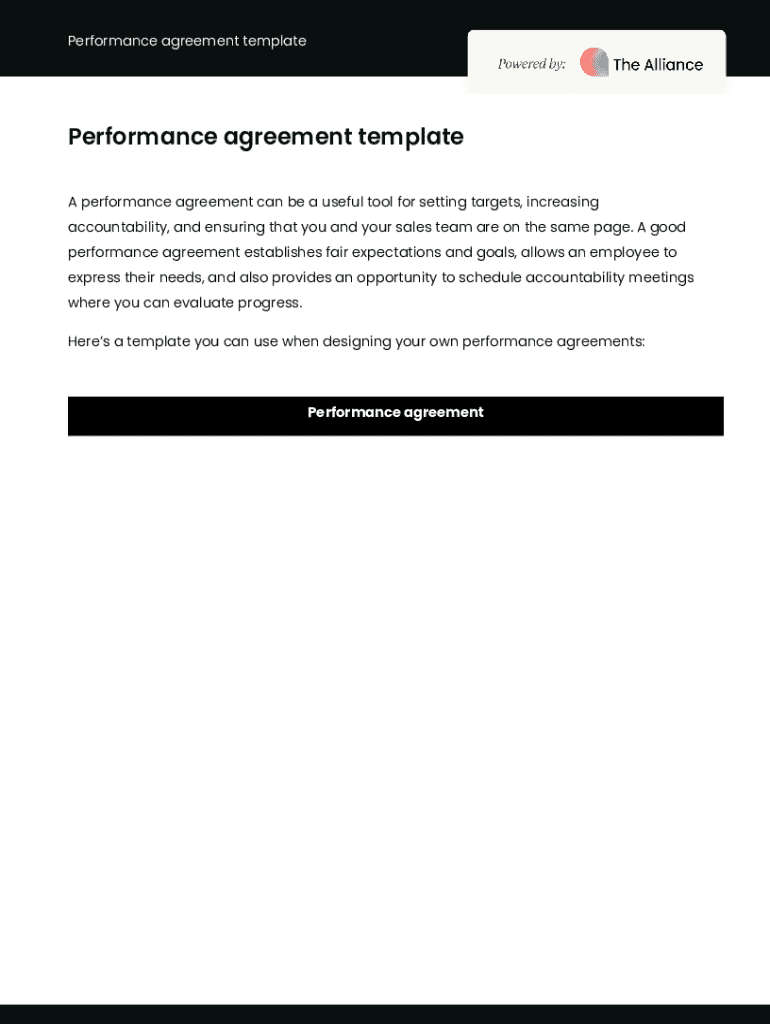 Fillable Online A performance agreement can be a useful tool for ...