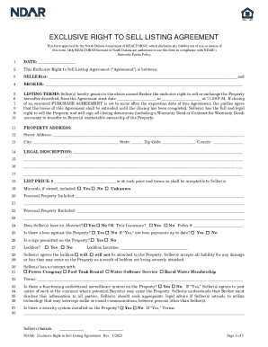 Fillable Online Exclusive Right to Sell Listing Agreement Fax Email Print - pdfFiller