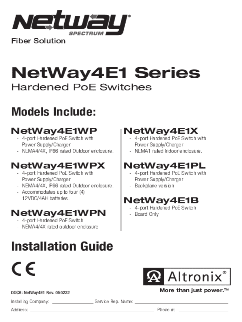Fillable Online Netway4e1 Series Hardened Poe Switches Fax Email Print - pdfFiller