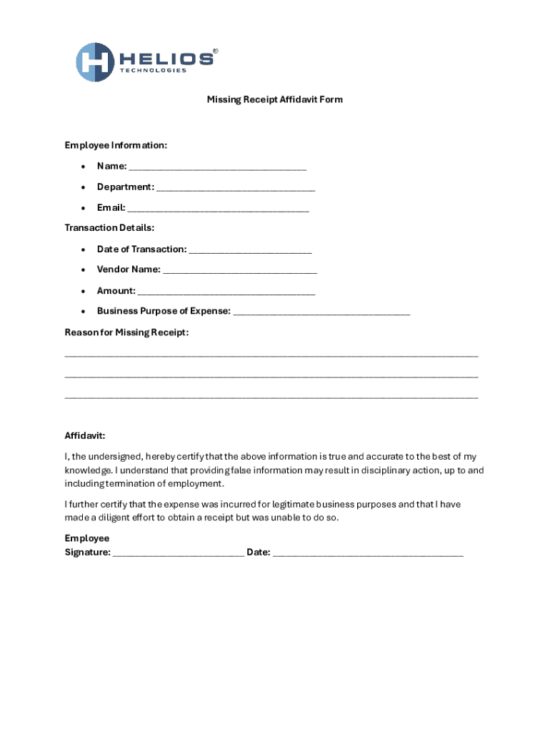 Fillable Online Missing Receipt Affidavit Fax Email Print - pdfFiller