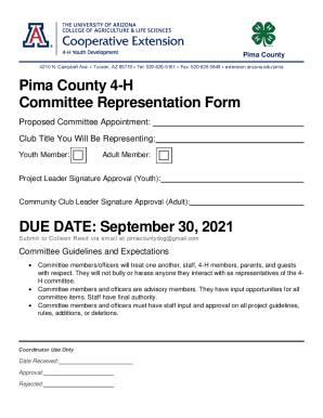 Fillable Online Pima County 4-h Committee Representation Form Fax Email Print - pdfFiller