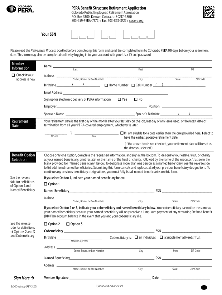 Fillable Online Colorado Pera Retirement Process Fax Email Print ...