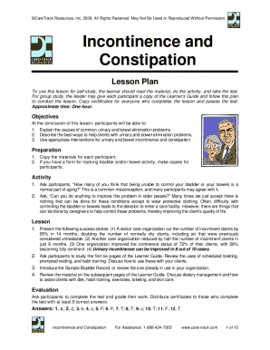 Fillable Online Incontinence and Constipation Fax Email Print - pdfFiller