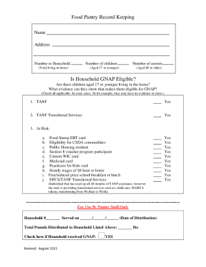 Fillable Online Food Pantry Record Keeping Form Fax Email Print - pdfFiller
