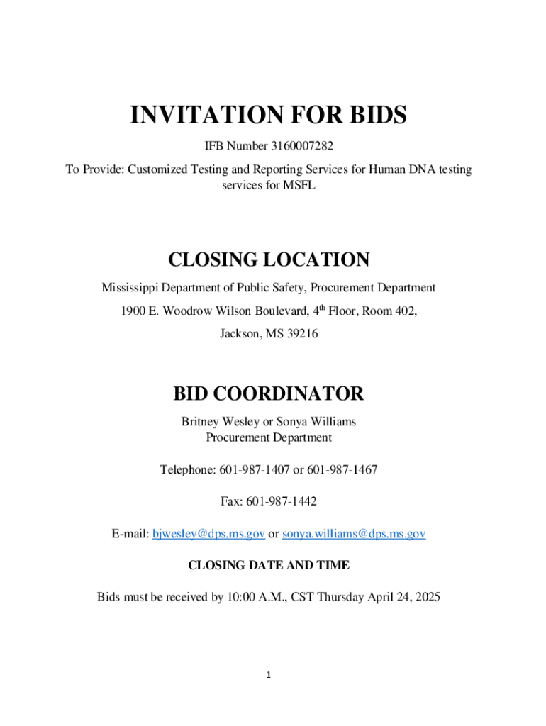 Fillable Online Invitation for Bids for Customized Testing and ...