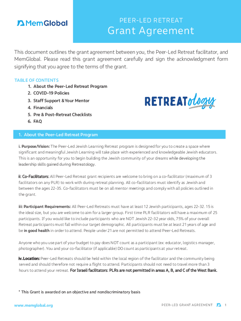 Fillable Online Peer-led Grant Agreement Fax Email Print - pdfFiller
