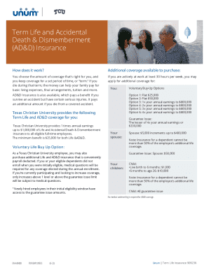 Fillable Online Term Life and Accidental Death & Dismemberment (ad&d ...