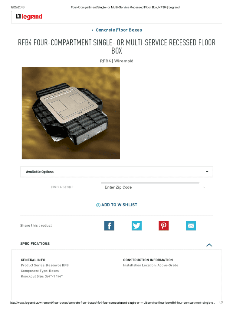 Fillable Online FourCompartment Single or MultiService Recessed Floor ...