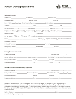 Fillable Online Patient Demographic Information Fax Email Print - pdfFiller