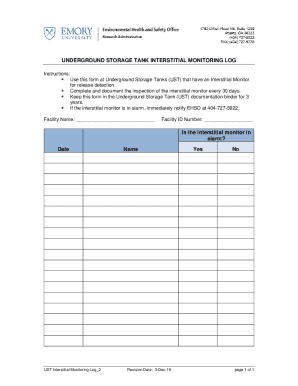 Fillable Online Underground Storage Tank Interstitial Monitoring Log ...