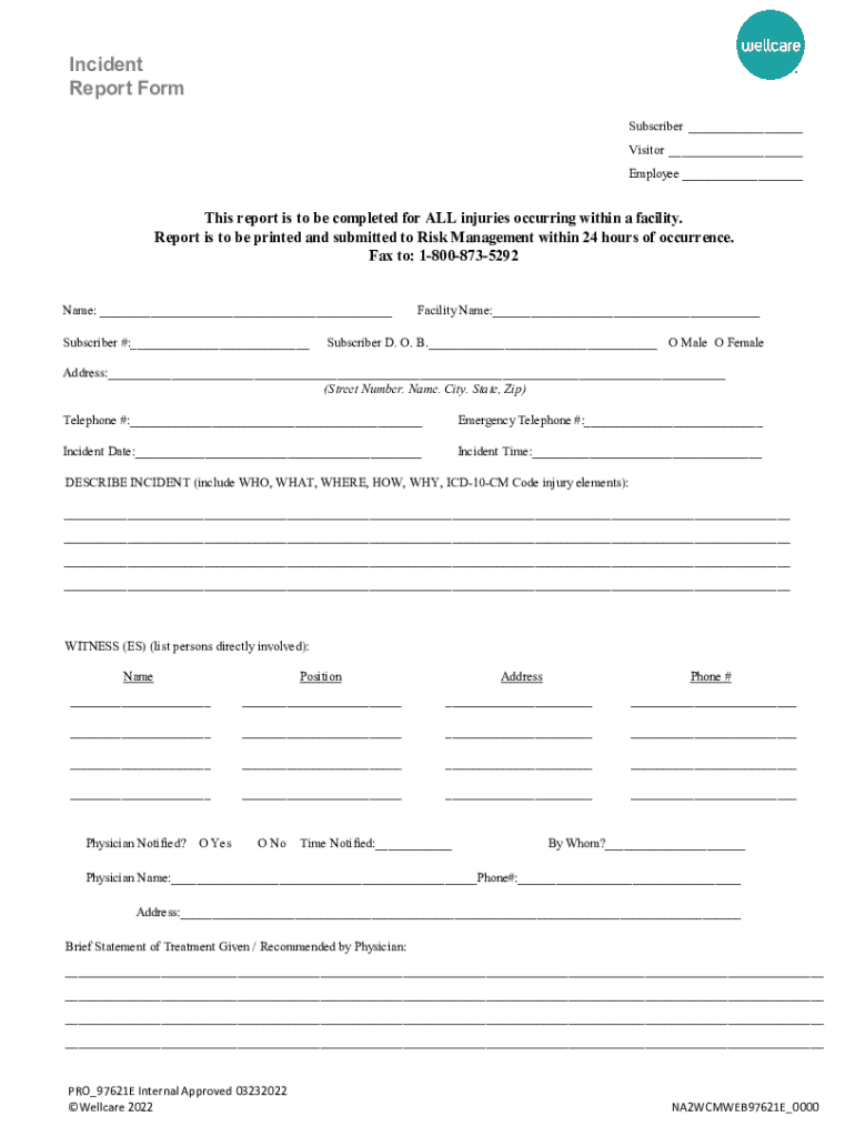 Fillable Online Incident Report Fax Email Print - pdfFiller