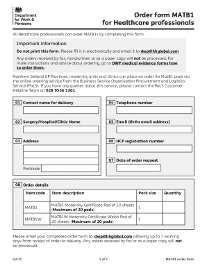 Fillable Online Matb1 Order Form for Healthcare Professionals Fax Email Print - pdfFiller