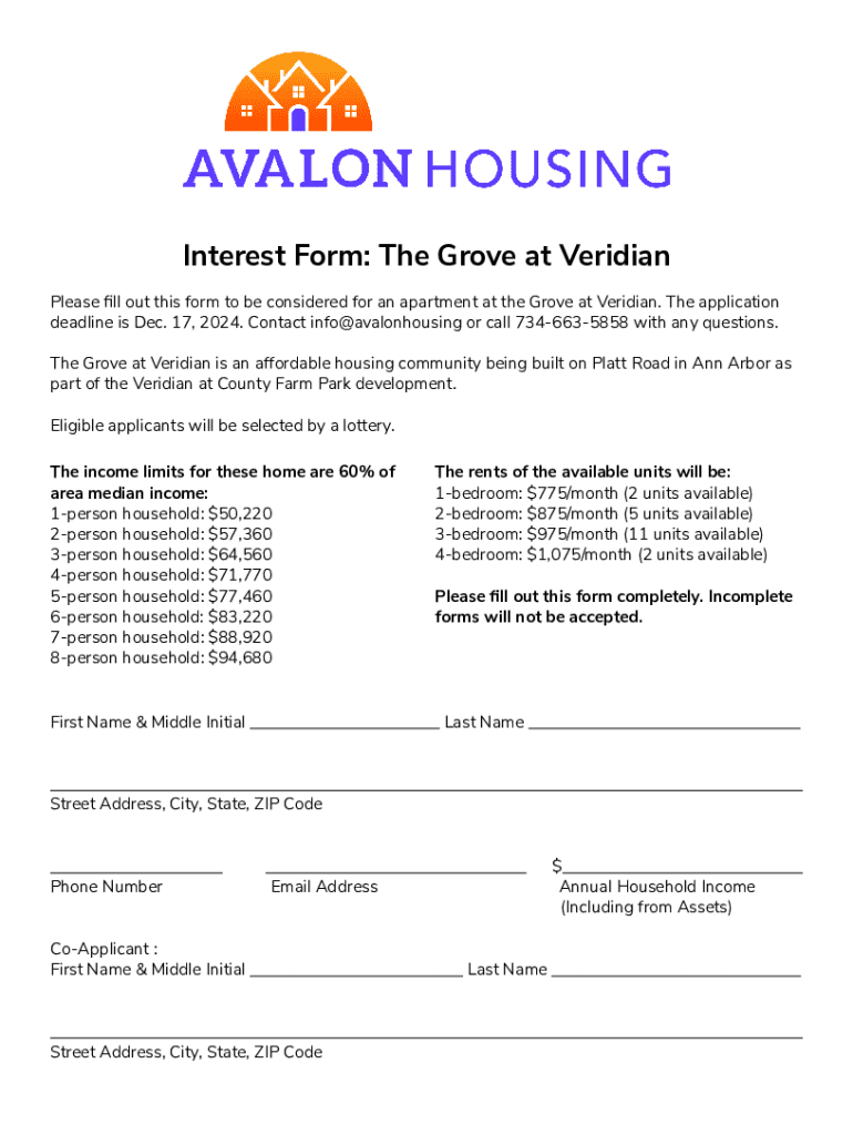 Fillable Online the Grove at Veridian Fax Email Print - pdfFiller