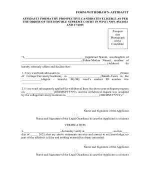 Fillable Online Affidavit Format by Prospective Candidates Fax Email ...