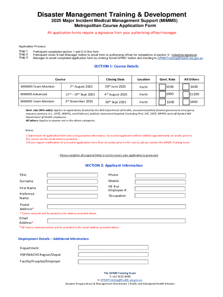 Fillable Online Major Incident Medical Management and Support (mimms ...