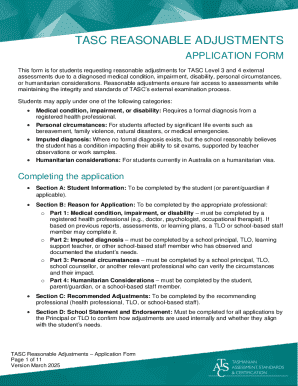 Fillable Online Tasc Reasonable Adjustments Application Form Fax Email ...