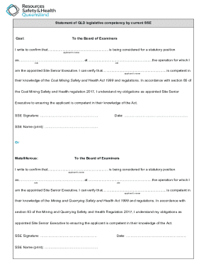 Fillable Online Statement of Competency for Statutory Position Fax ...