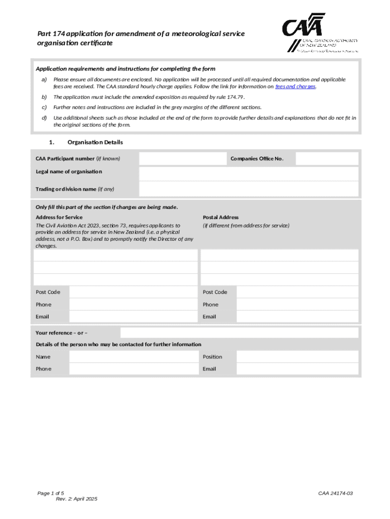 Part 174 Application for Amendment of a Meteorological Service ...
