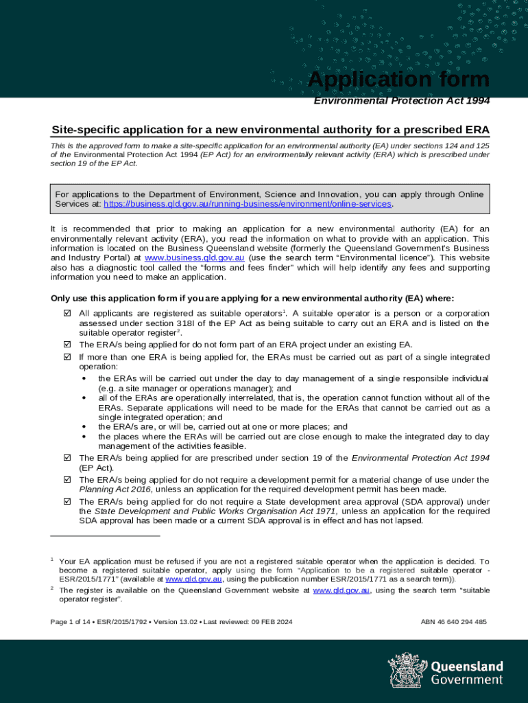 Site-specific Application for a New Environmental Authority Doc ...
