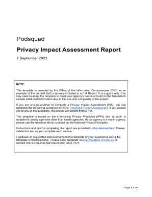 Fillable Online Privacy Impact Assessment Report Fax Email Print ...