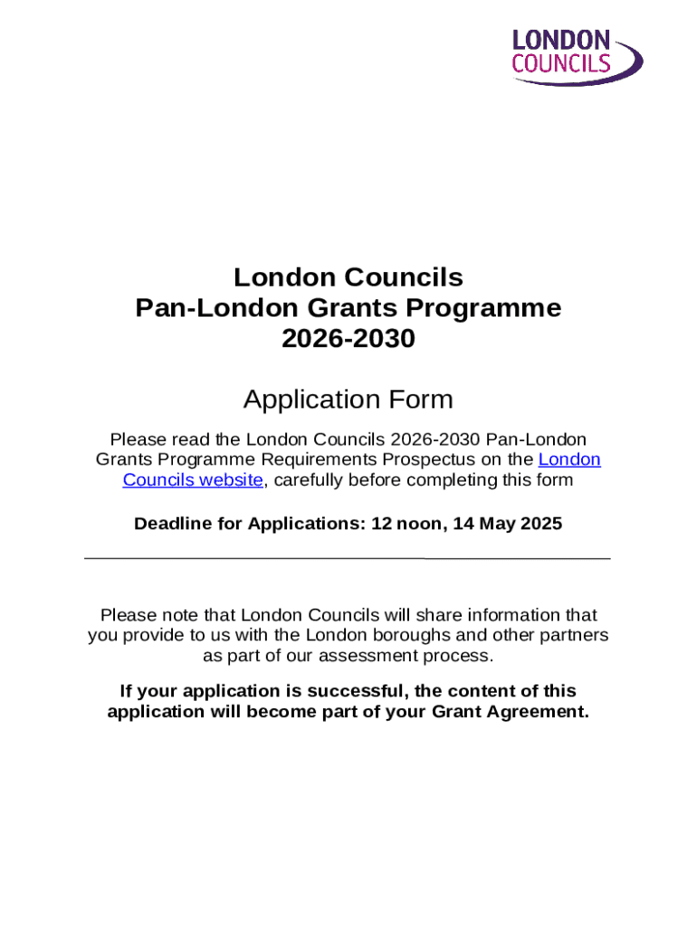 London Councils Pan-london Grants Programme Application Doc Template ...