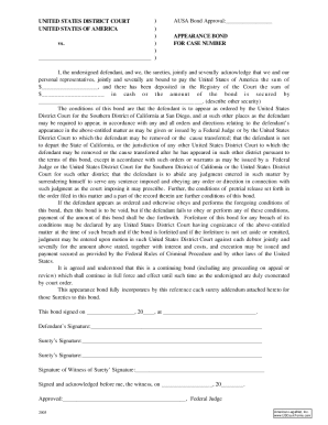 Fillable Online Appearance Bond for Case Number Fax Email Print - pdfFiller