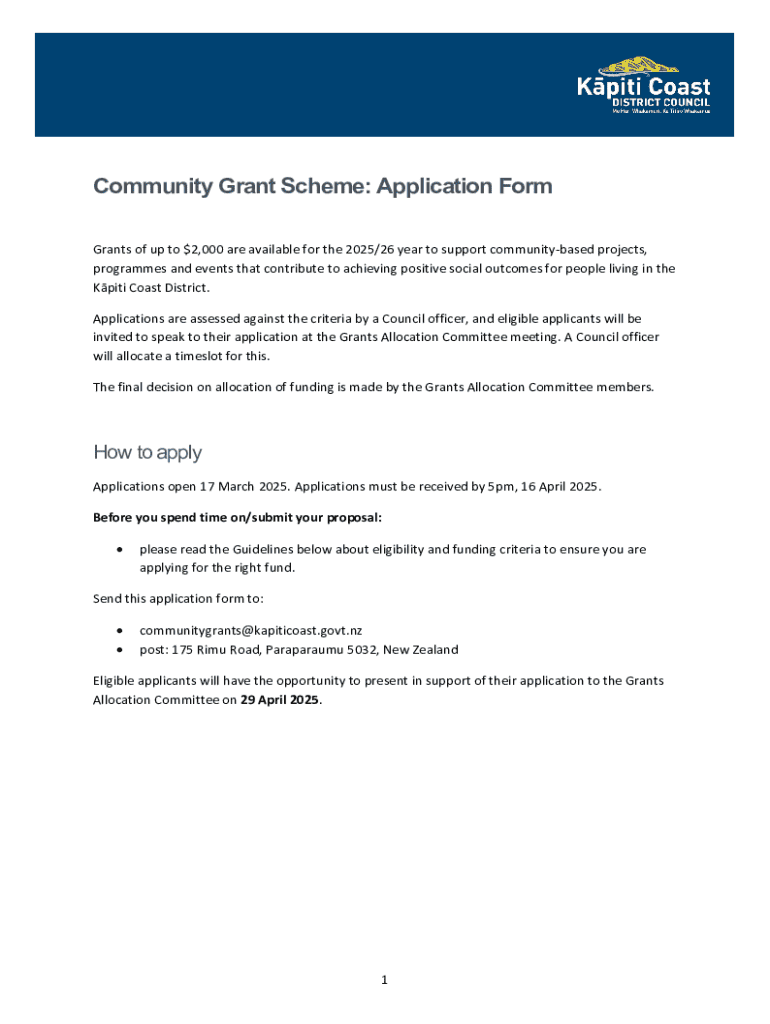 Fillable Online Community Grant Scheme Application Fax Email Print - pdfFiller