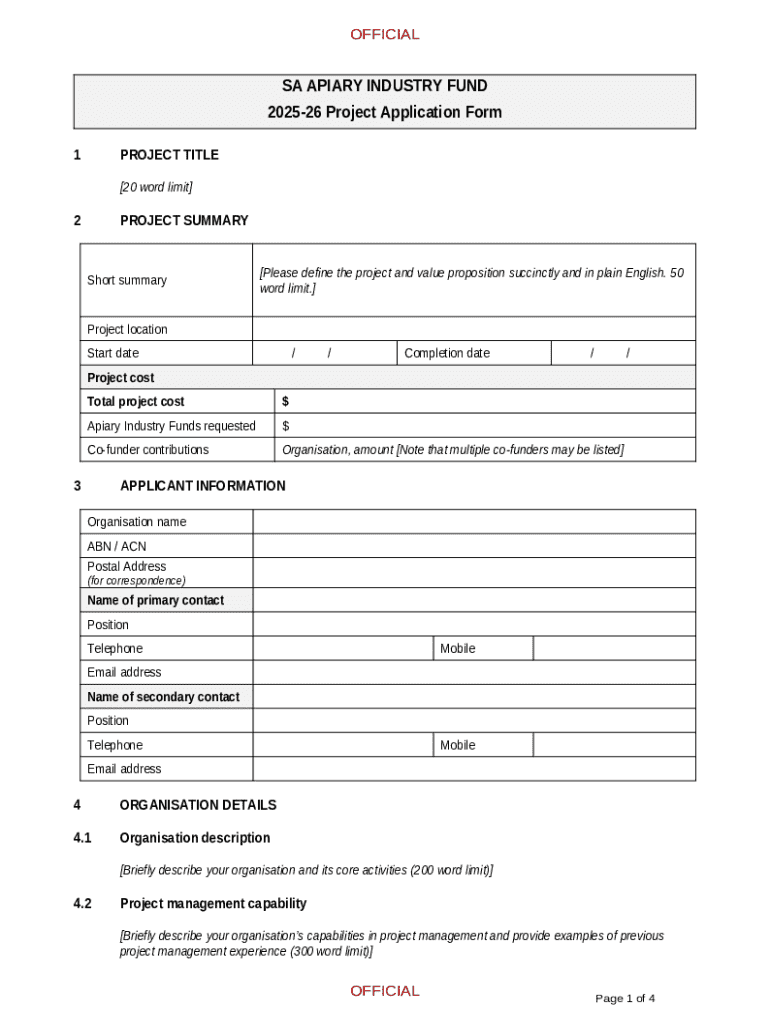 2025-26 Project Application Doc Template | pdfFiller