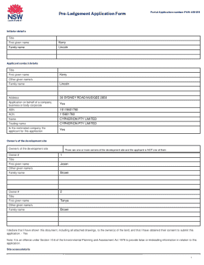 Fillable Online Pre-lodgement Application Form Fax Email Print - pdfFiller