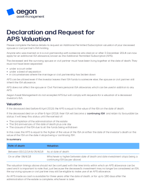 Fillable Online Declaration and Request for Aps Valuation Fax Email ...