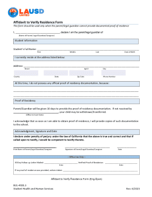 Fillable Online Affidavit to Verify Residence Fax Email Print - pdfFiller