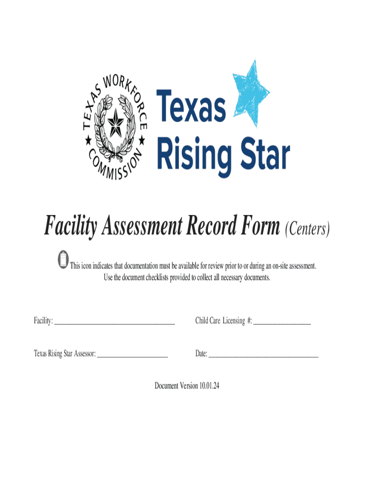 Fillable Online Texas Rising Star Facility Assessment Record Form Fax ...