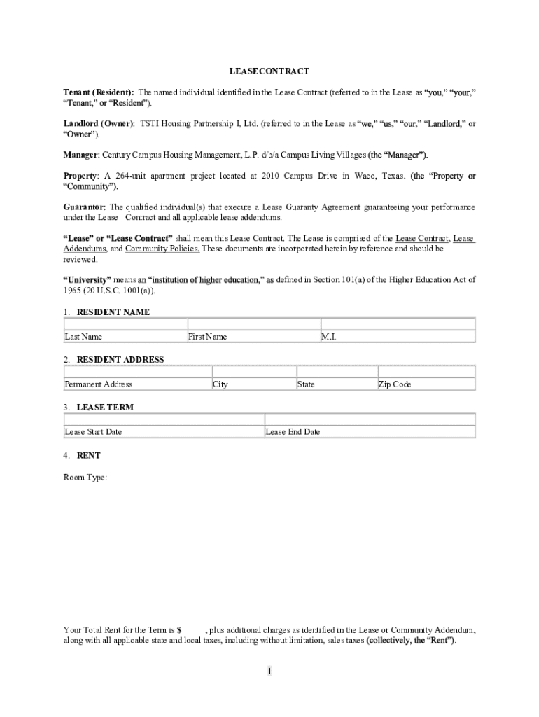 Fillable Online Lease Contract Fax Email Print - pdfFiller