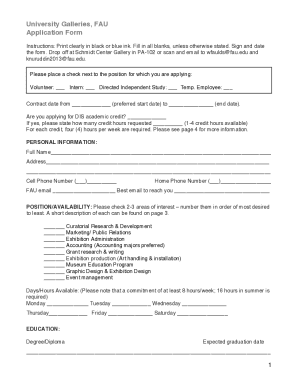 Fillable Online Application for Volunteer, Intern, Directed Independent ...