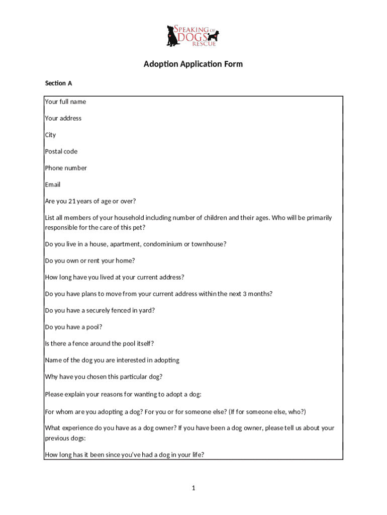 Adoption Application Doc Template | pdfFiller