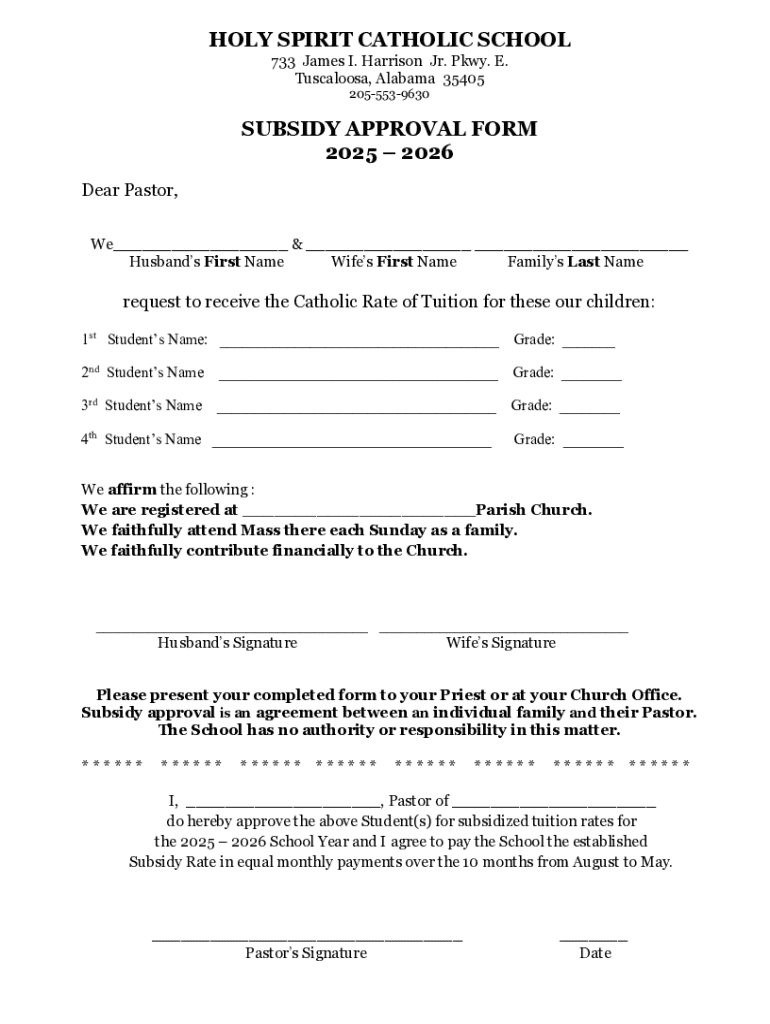 Fillable Online Subsidy Approval Form 2025 – 2026 Fax Email Print - pdfFiller