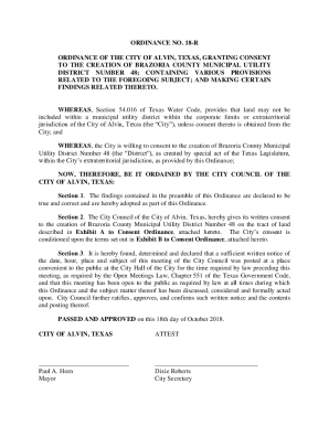 Fillable Online Ordinance of the City of Alvin, Texas Fax Email Print - pdfFiller