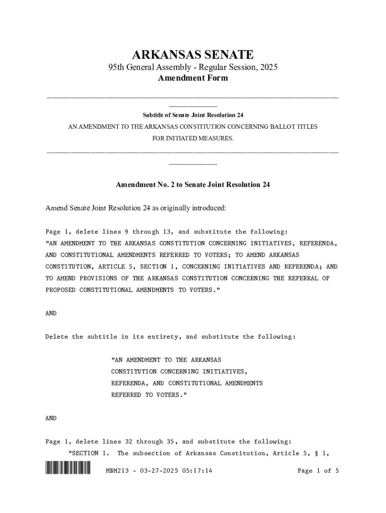 Fillable Online Amendment No. 2 to Senate Joint Resolution 24 Fax Email Print - pdfFiller