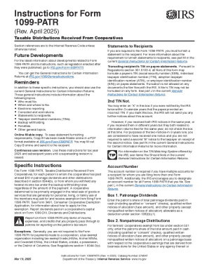 Fillable Online Instructions for Form 1099-patr (rev. April 2025) Fax ...