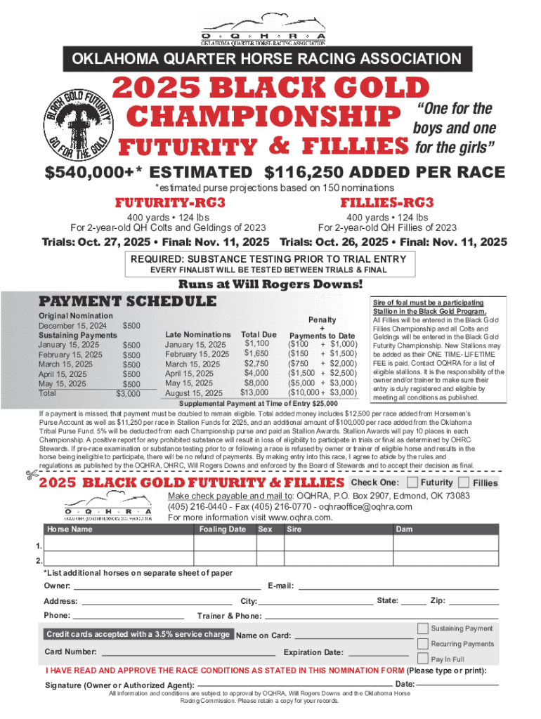 Fillable Online 2025 Black Gold Futurity & Fillies Fax Email Print - pdfFiller