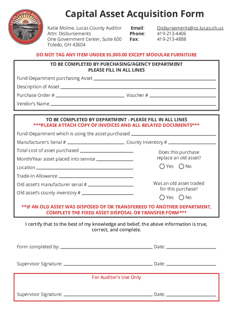 Fillable Online Capital Asset Acquisition Form Fax Email Print - pdfFiller