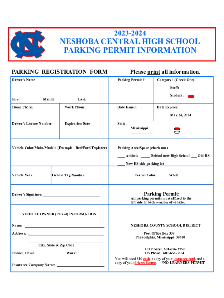 Fillable Online Parking Permit Information Fax Email Print - pdfFiller
