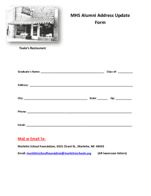 Fillable Online Mhs Alumni Address Update Form Fax Email Print - pdfFiller