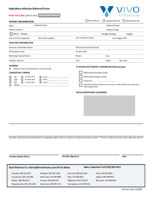Fillable Online Hydration Infusion Referral Form Fax Email Print ...